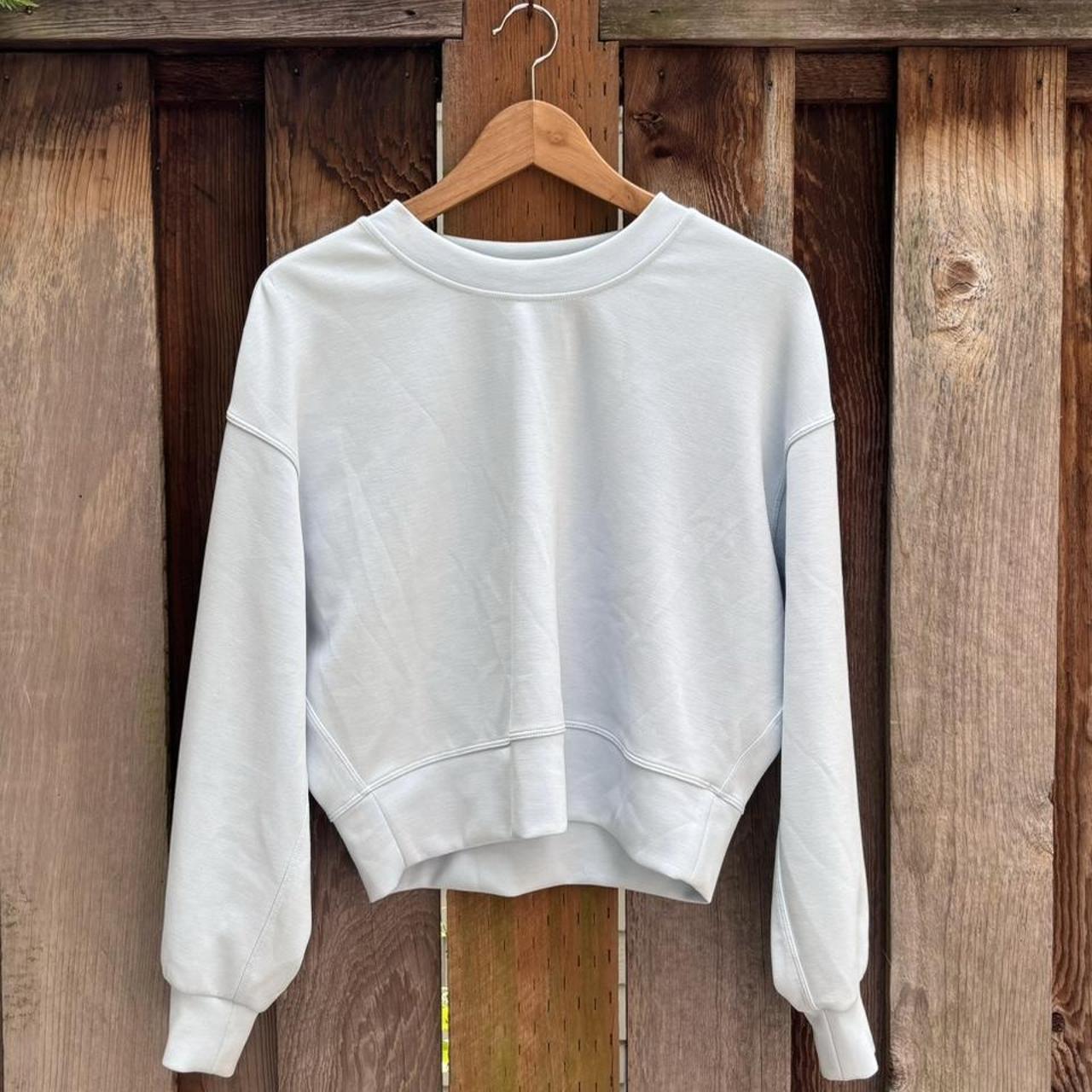 Lululemon light blue cropped size 2 sweater. Faint... - Depop