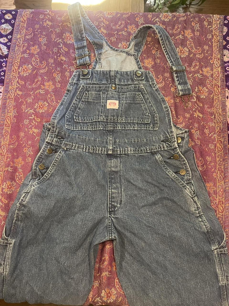 Denim blue chunky overalls, heavy duty, fits baggy... - Depop
