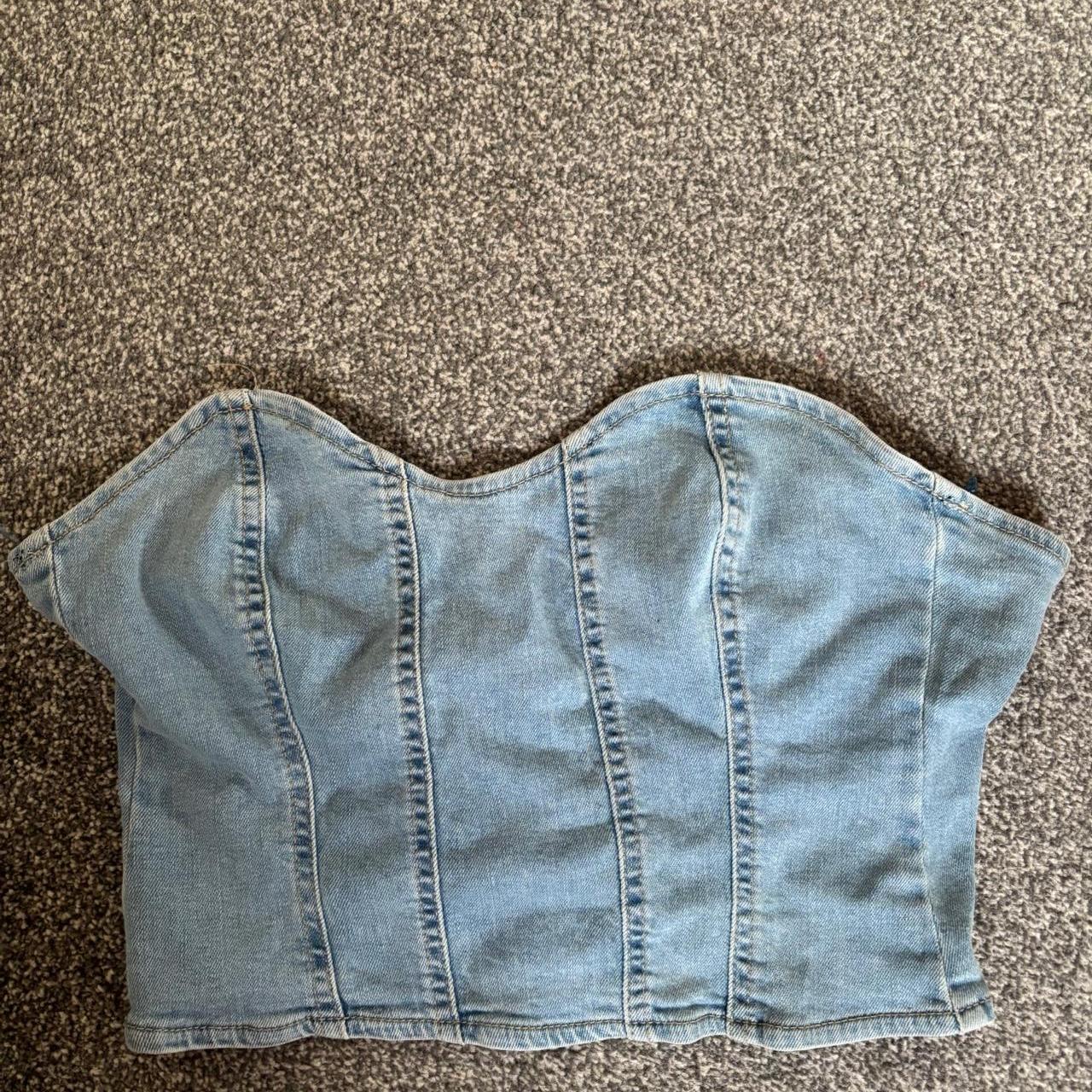 Blue denim corset top #denimcorset | Depop