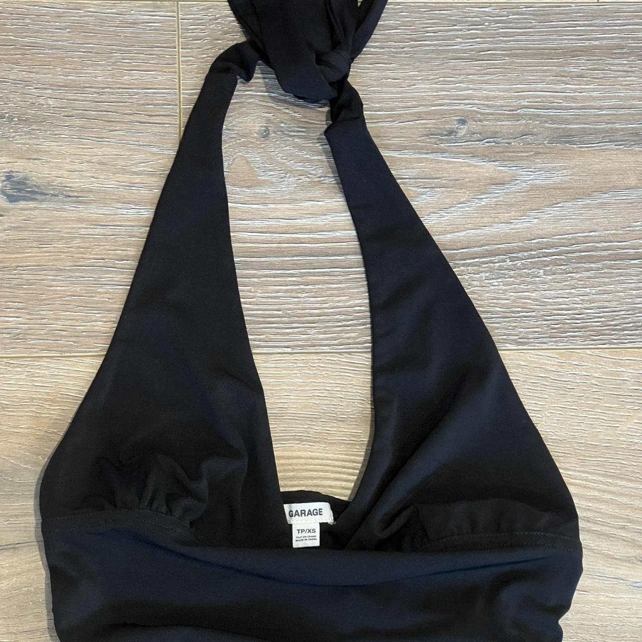 garage black backless cropped halter top size:... | Depop