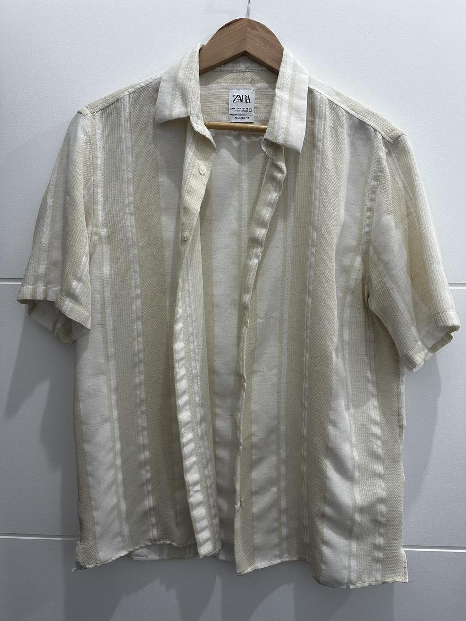 Mens ZARA Short Sleeve Linen Shirt $5 EXPRESS... - Depop