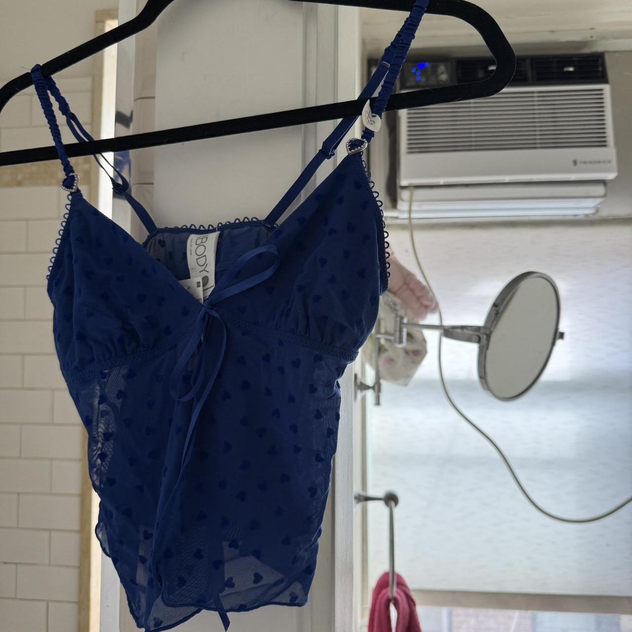 Blue heart mesh top | Depop