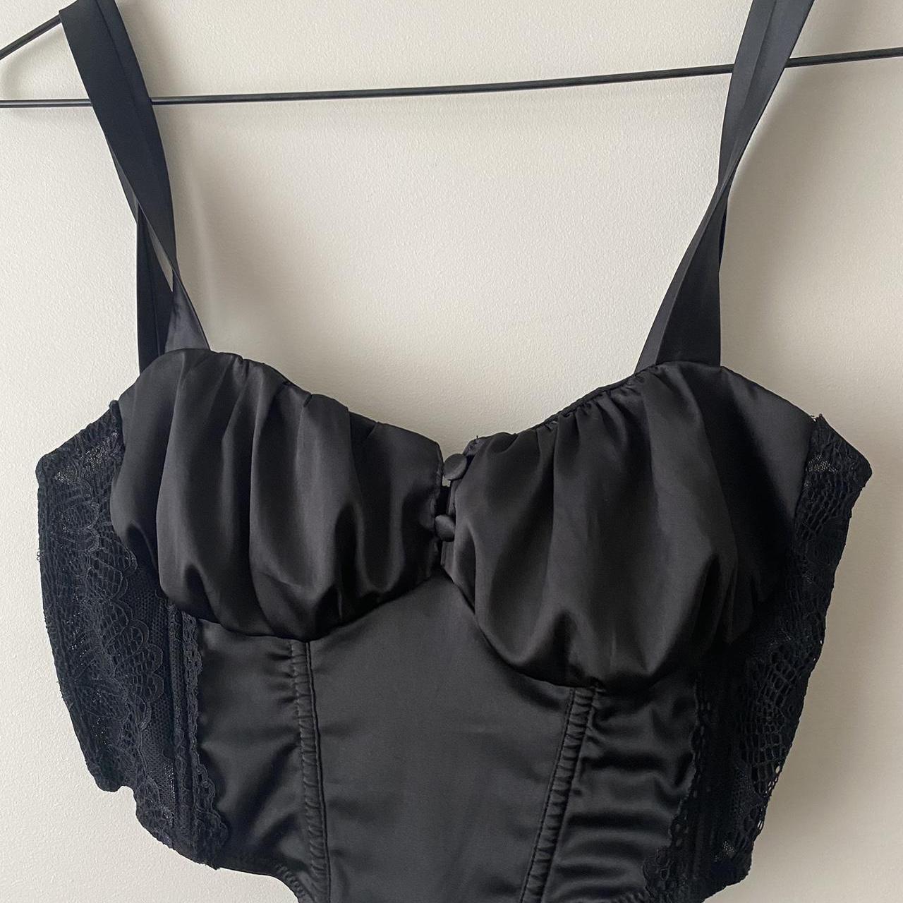 Supre black, lace detail, satin corset top, size 8,... - Depop