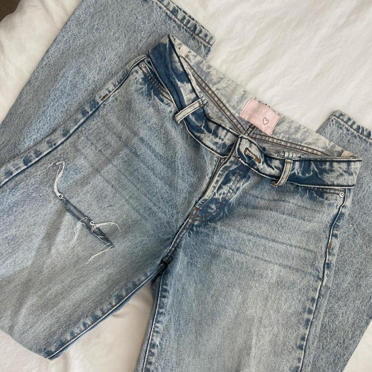 Revice low rise fold over jeans. Straight leg with rips | Depop