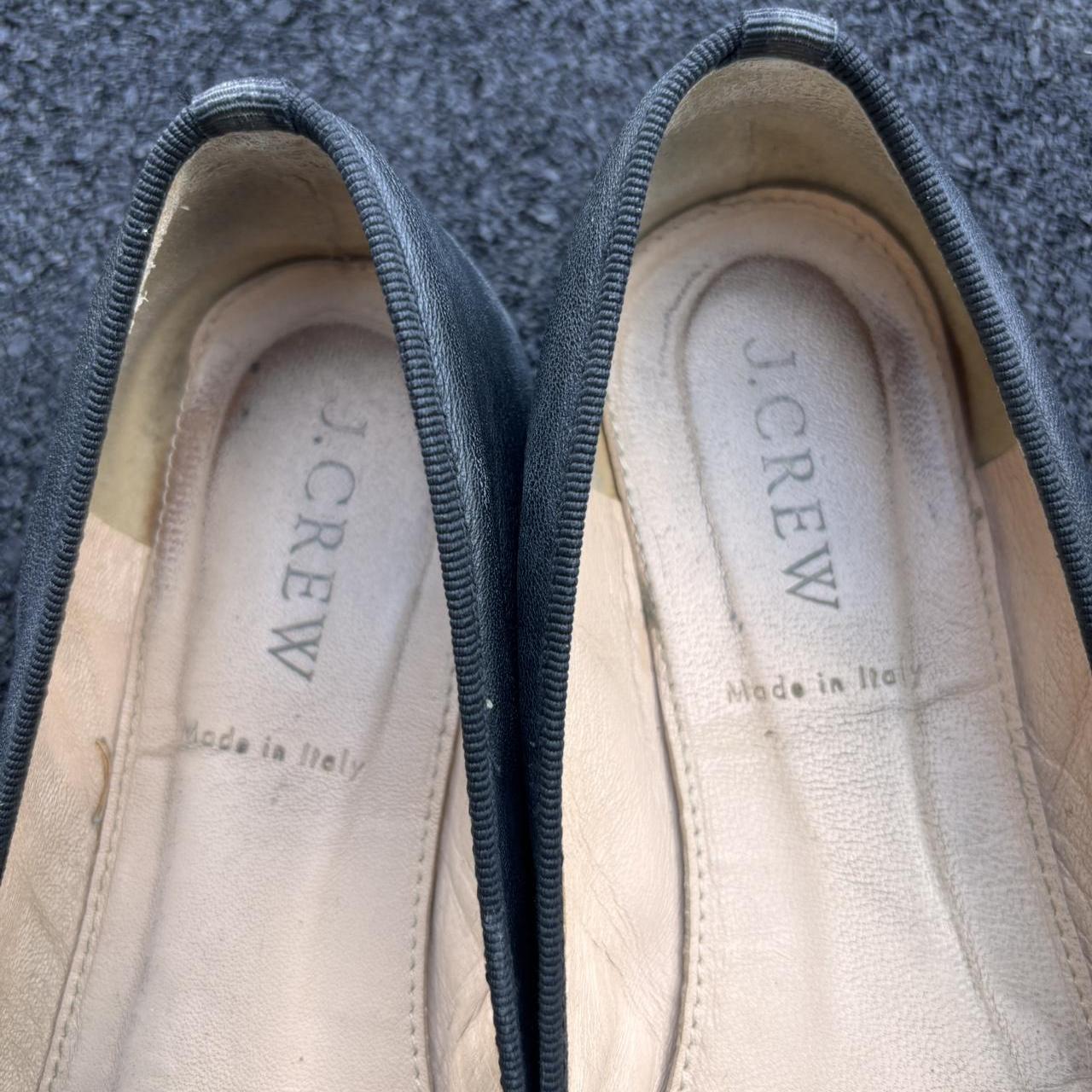 black leather j crew ballet flats with bow detail.... | Depop