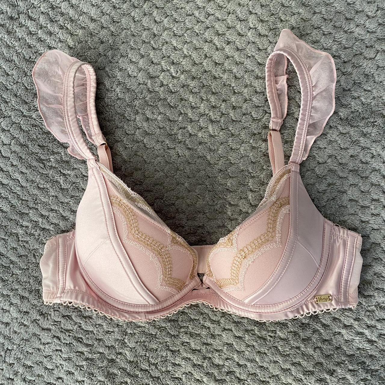 Bras N Things Frilled Pink VAMP Bra Size 10B Worn... - Depop