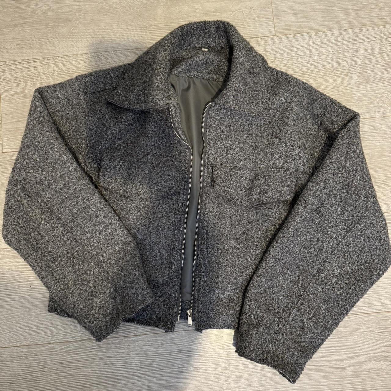 Bouclè short grey jacket. Size small but has an... | Depop