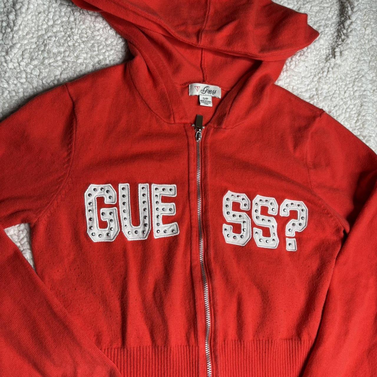 Vintage GUESS? Rhinestone Hoodie iconic 2000s... | Depop