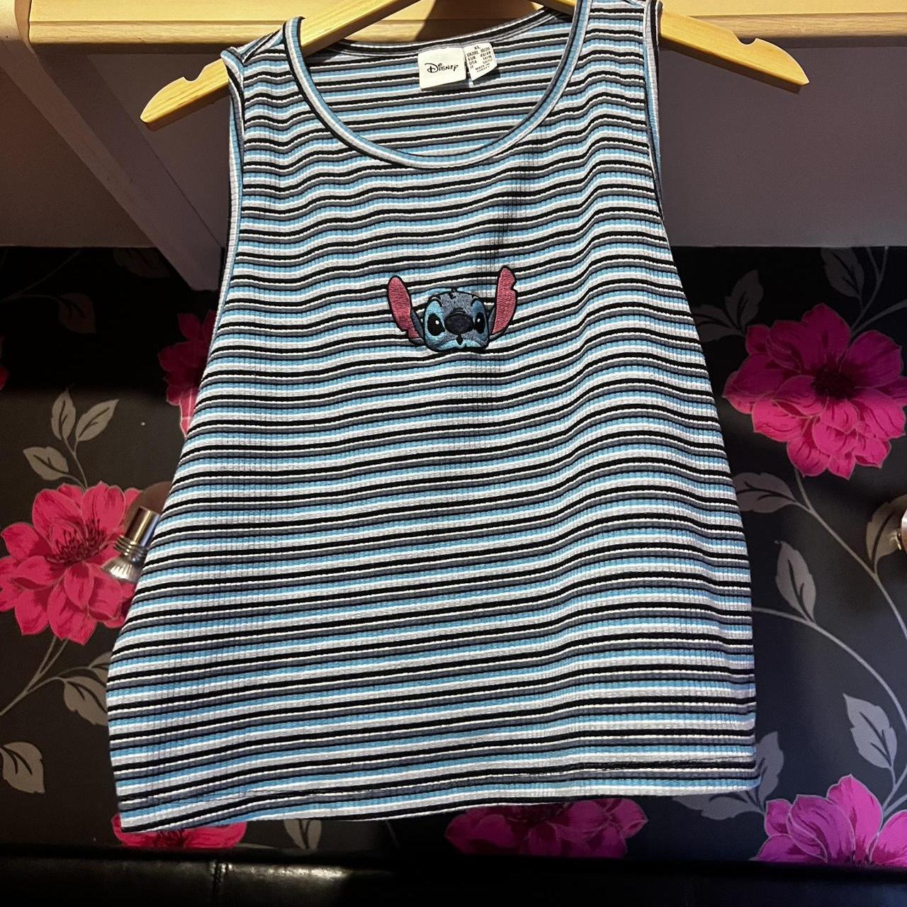 Disney X primark blue striped stitch embroidered... | Depop