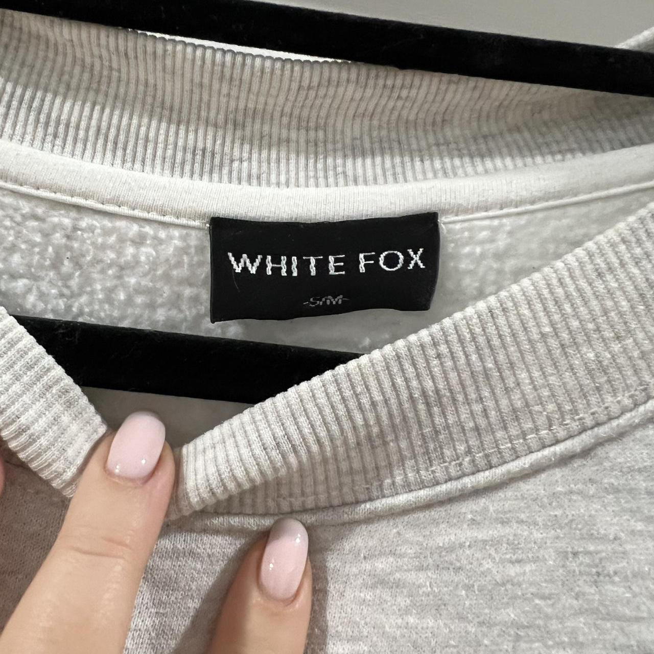 Grey White Fox crew neck jumper | Depop