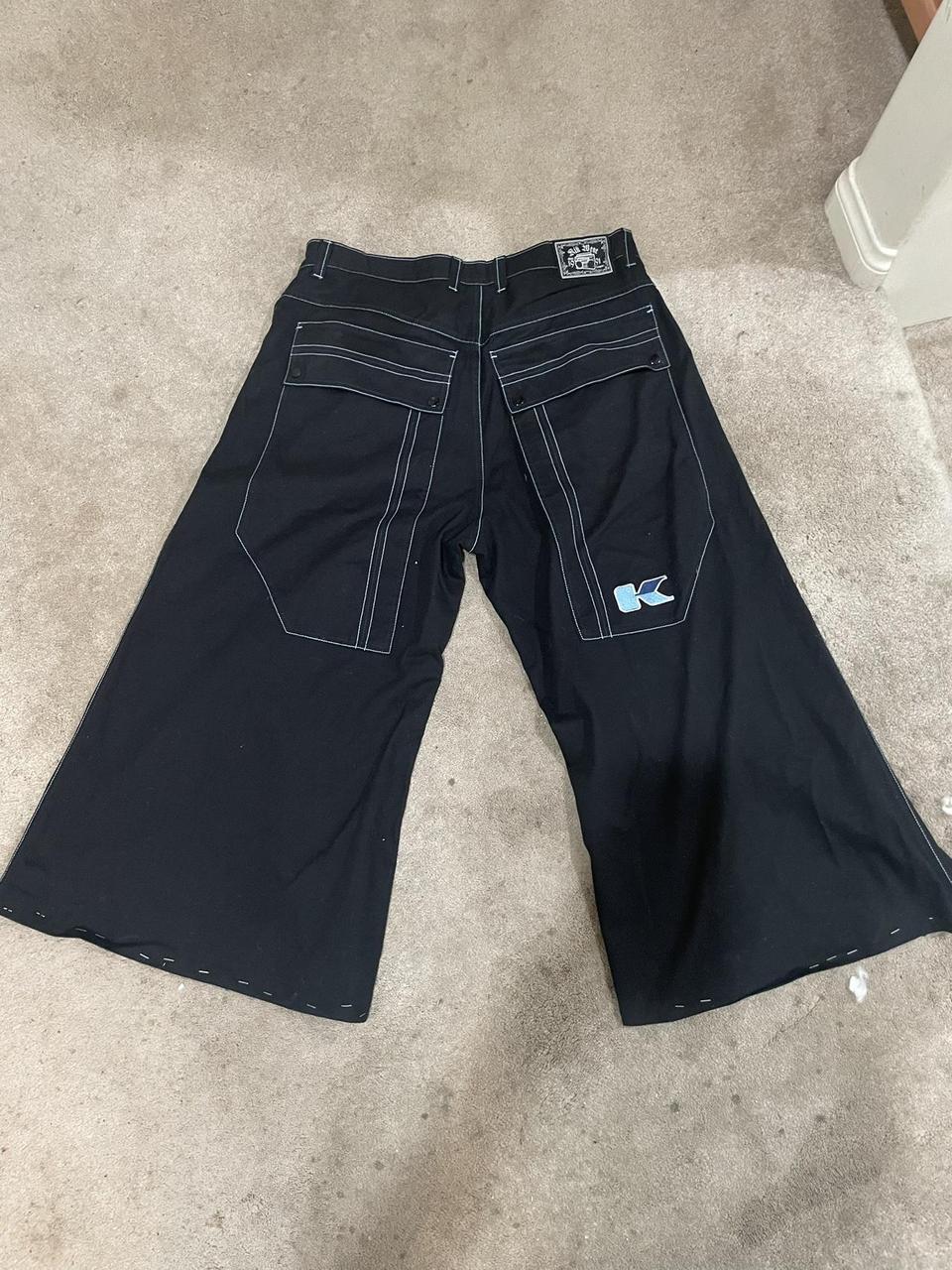 RARE Kikwear 90s rave jeans blue stitched wide leg... - Depop