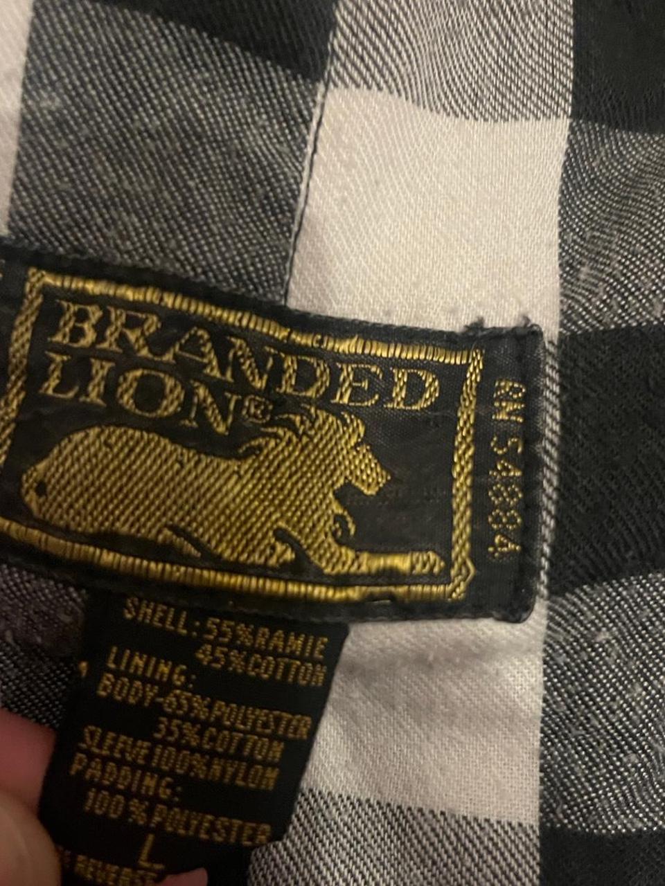 Vintage branded lion flannel lined darkwash jean... - Depop