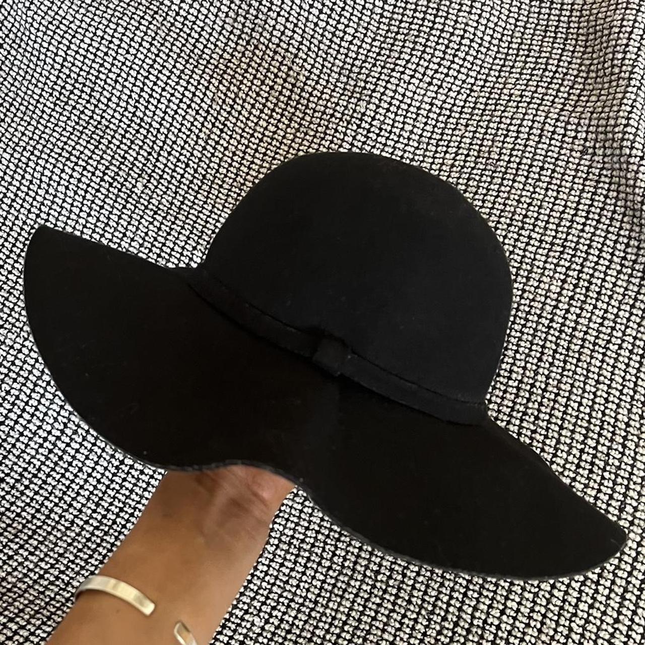 Black wide rim hat (brand unknown) Fabric: thick... - Depop