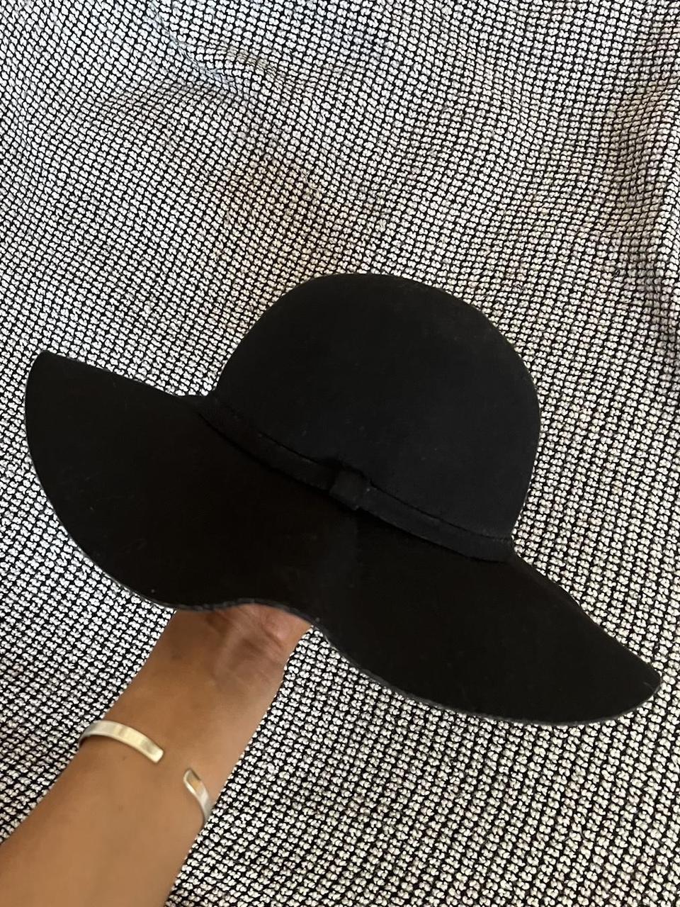 Black wide rim hat (brand unknown) Fabric: thick... - Depop