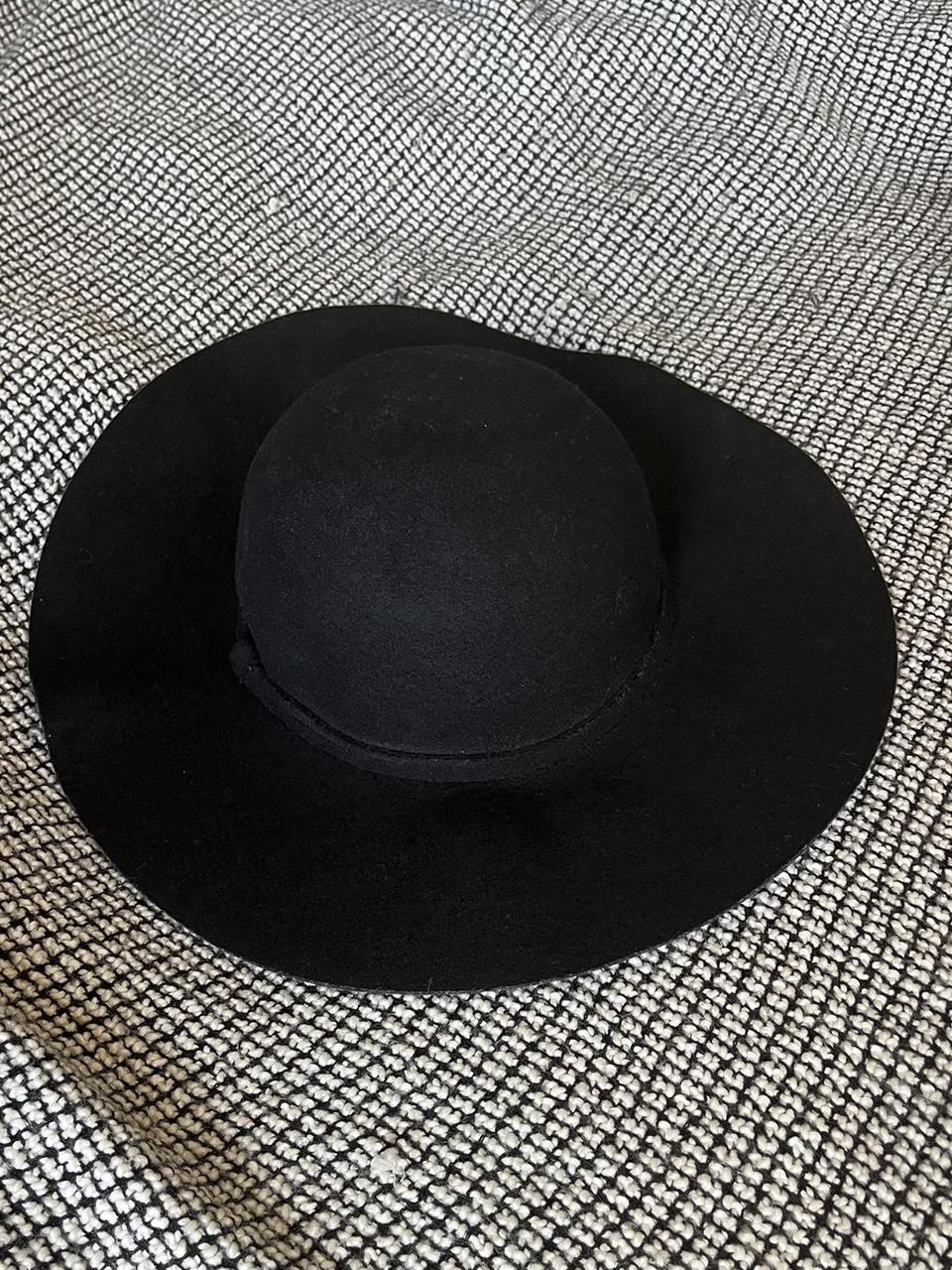 Black wide rim hat (brand unknown) Fabric: thick... - Depop