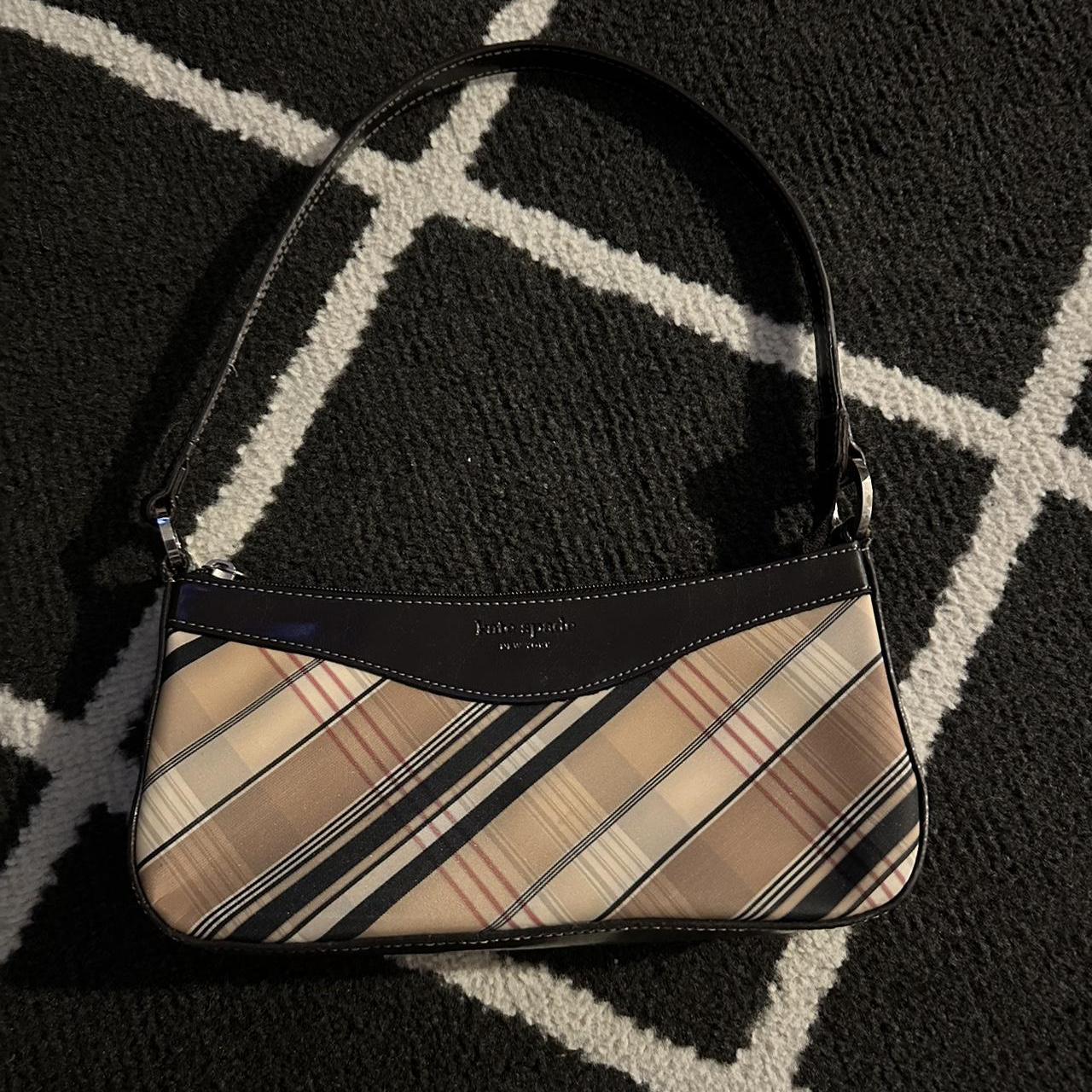 2000s Kate Spade New York plaid shoulder bag - tan... - Depop