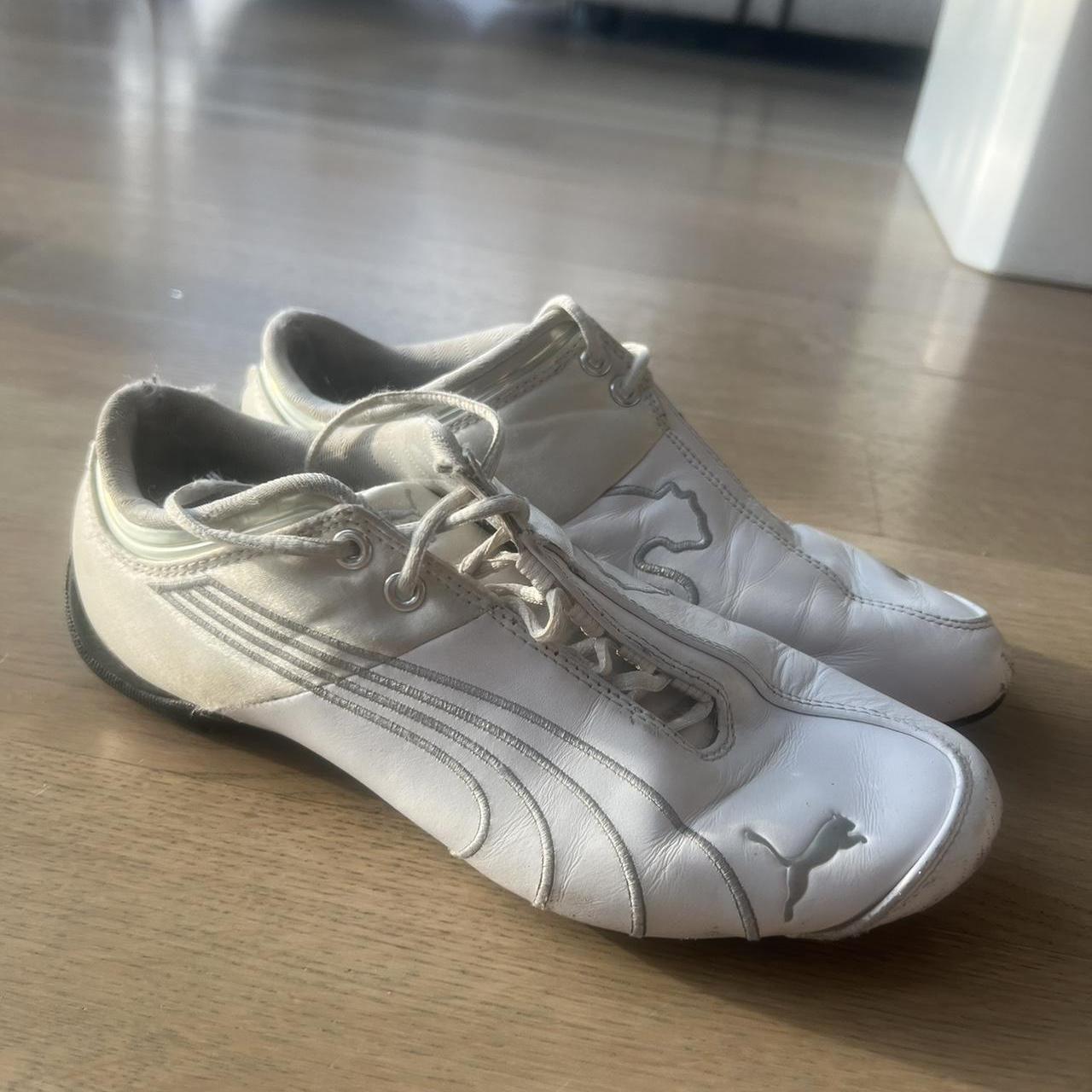puma sneakers with pearl satin fabric, white... - Depop