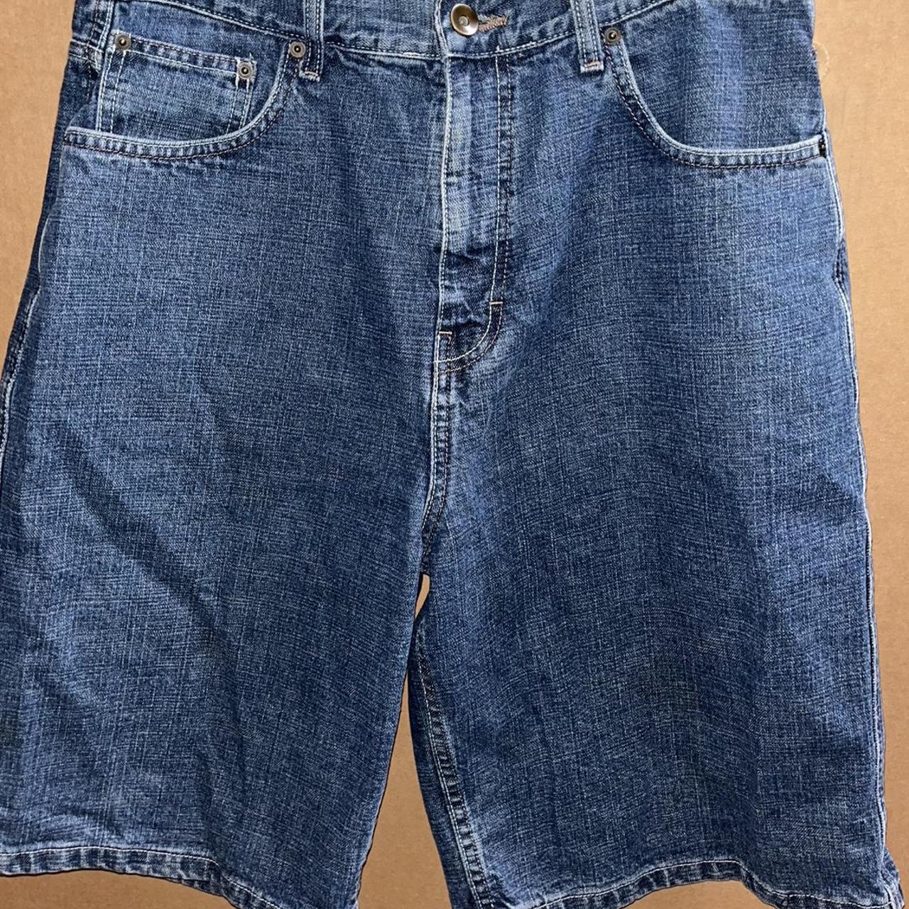 longggg denim jorts. very cute for like grungy... | Depop