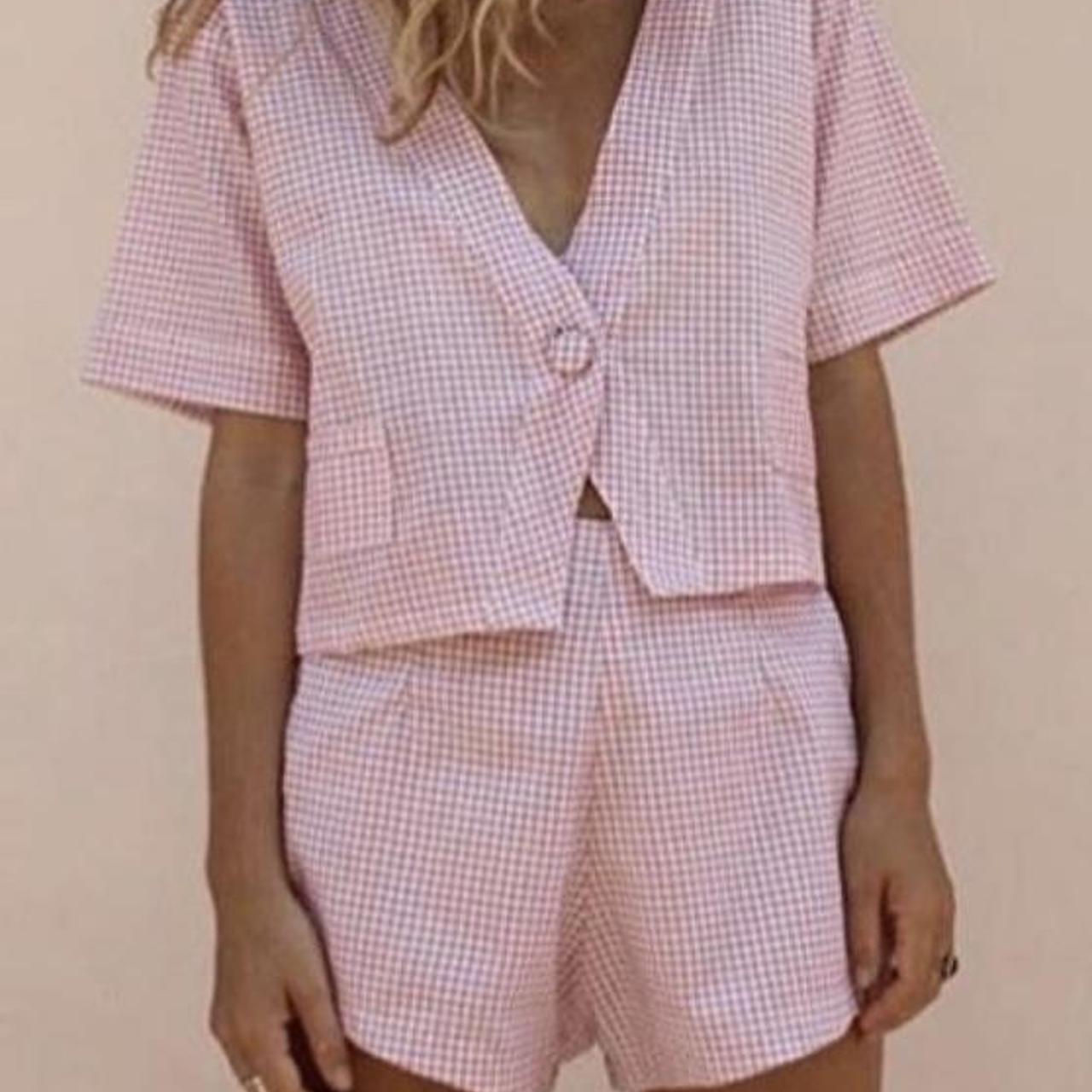Posse Pink Linen Gingham Set 💘 - sold as set, can be... - Depop