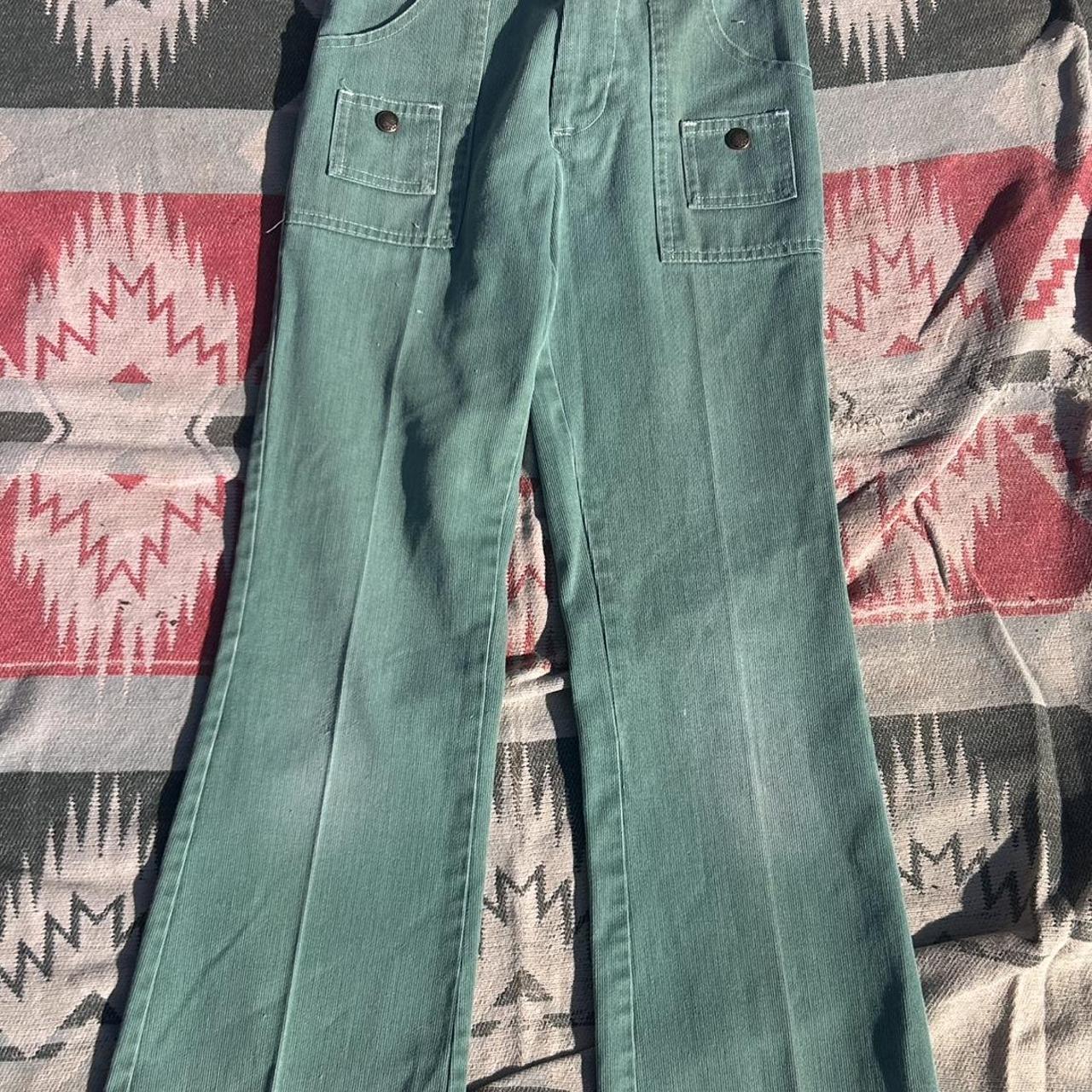 green flare JC Penny’s 1970’s boys pants... | Depop
