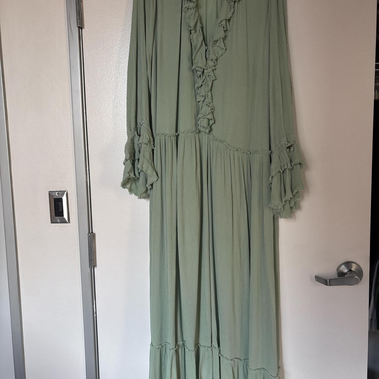 Free People Maxi dress Minted Jade Removable slip... | Depop