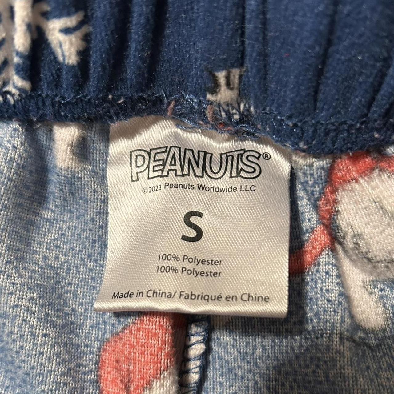 Navy blue Peanuts Snoopy snowflake loungewear... | Depop