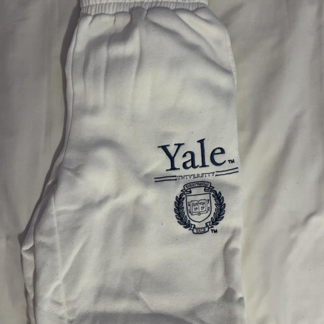 White cuffed yale sweatpants - Depop