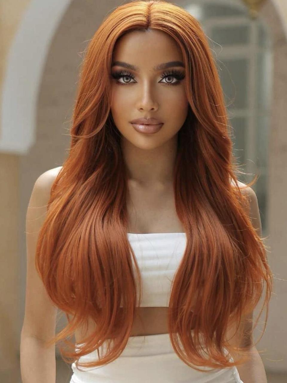 Red/Orange 28 in Wig *lace front wig *brand new... - Depop