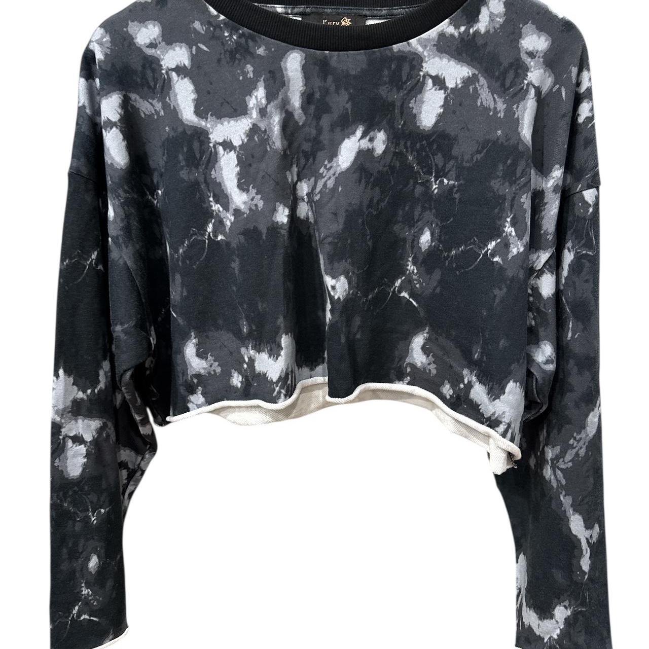 Lurv Cropped Tie Dyed Jumper,B&W,100% Cotton Size Large | Depop