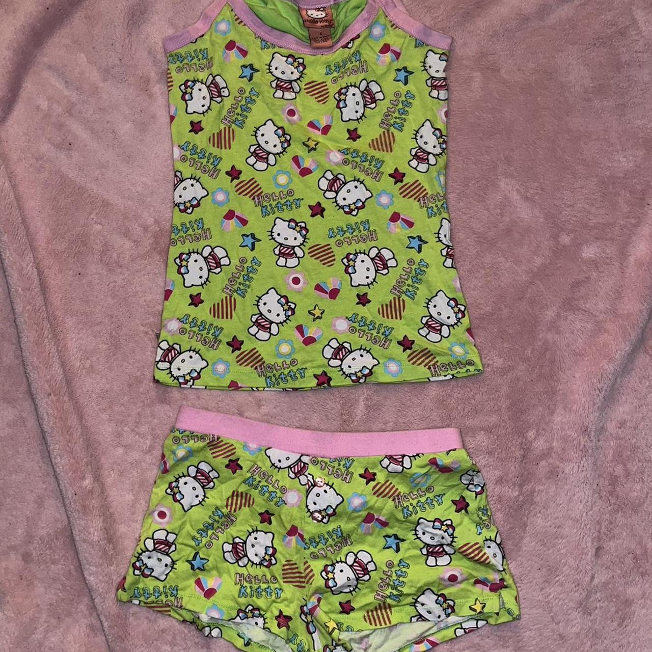 Green Hello Kitty 2-piece pyjama set #kawaii... | Depop
