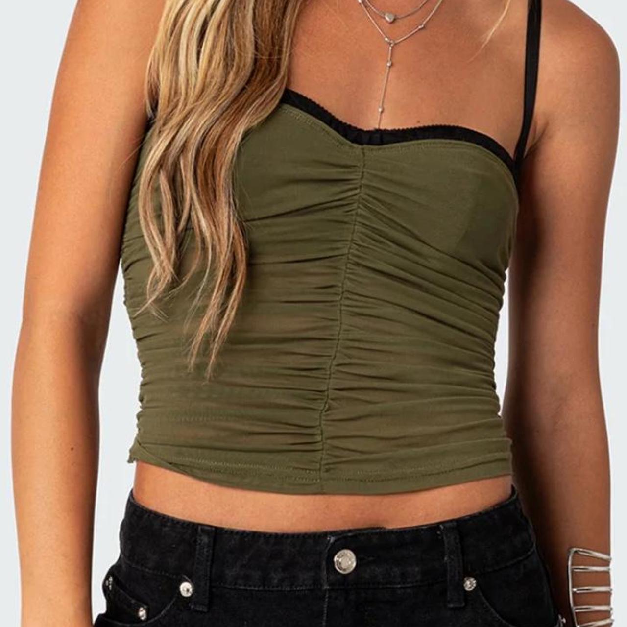 Edikted green going out top built in bra and super... - Depop