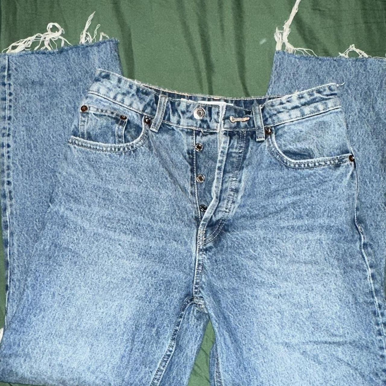 Zara distressed jean, one leg knee rip (no stretch) - Depop