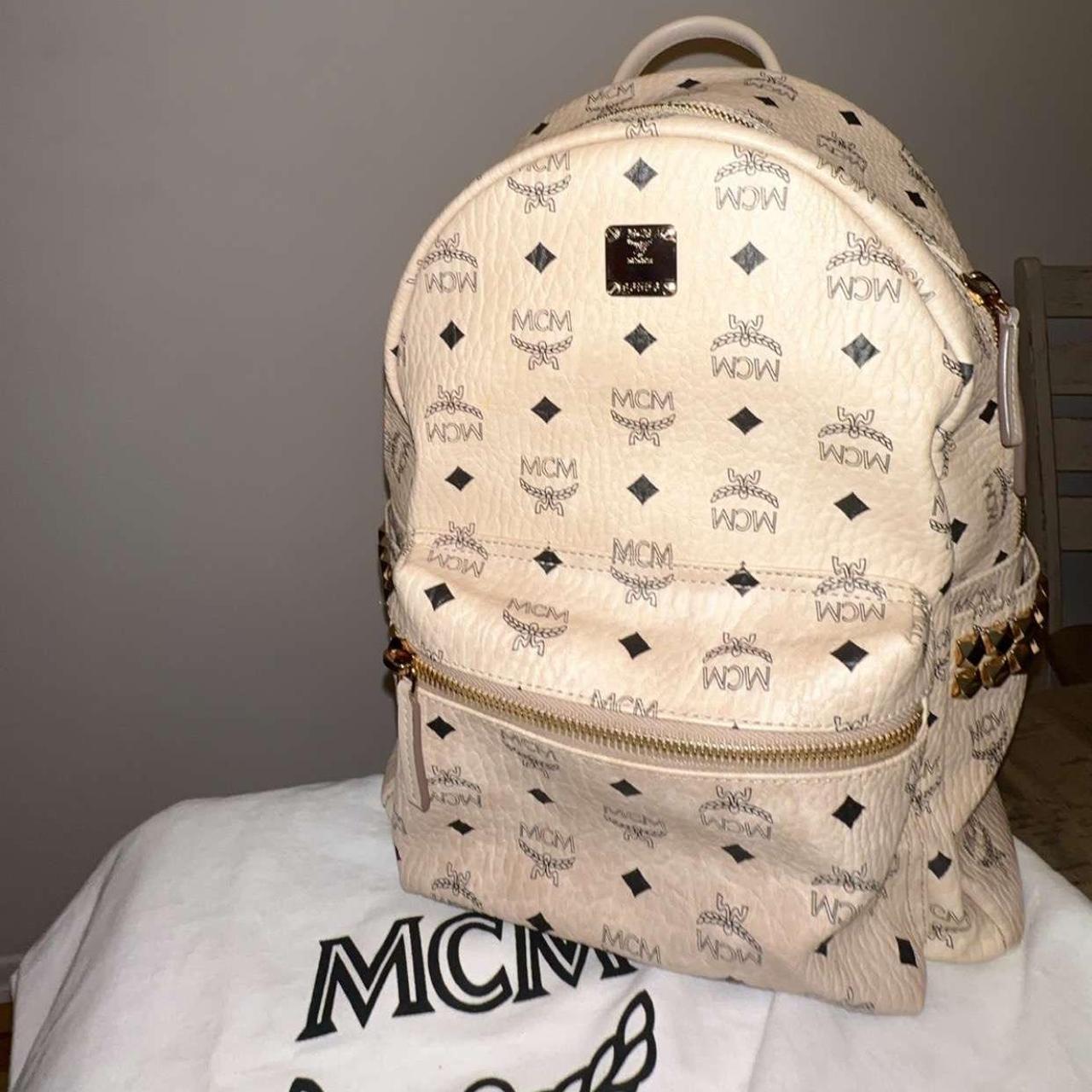 cream mcm backpack | Depop