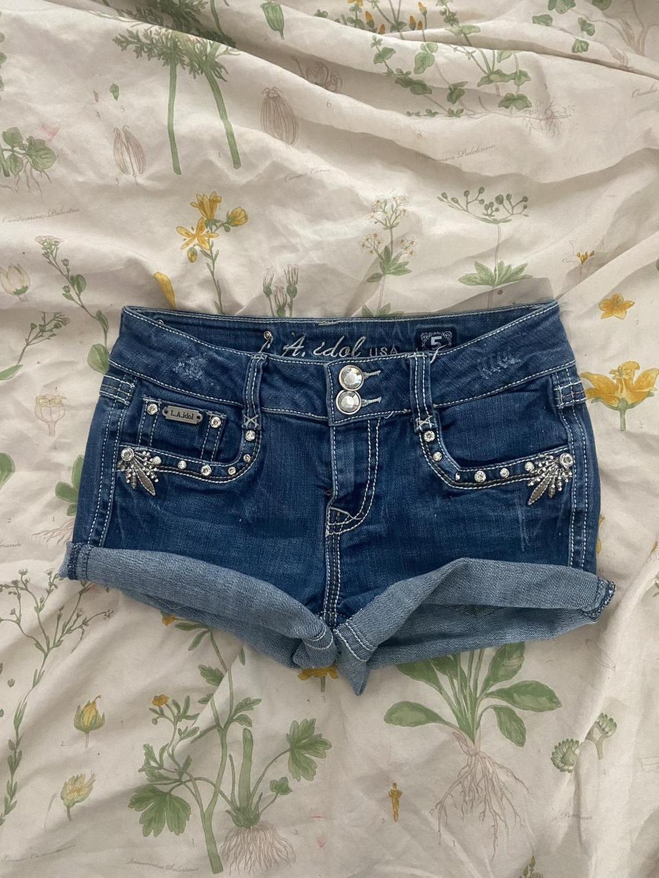 Miss me style jean denim shorts y2k low rise grunge... - Depop