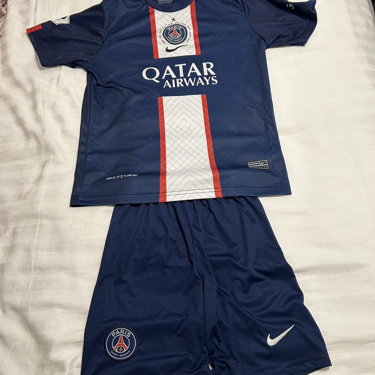 Boys PSG Mbappe blue rep football kit Shirt & shorts... - Depop