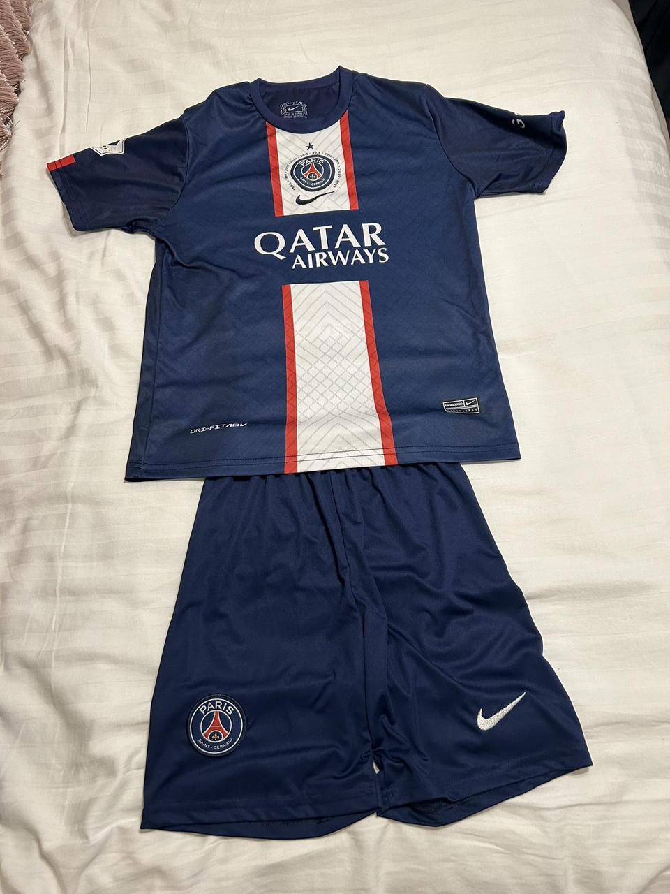 Boys PSG Mbappe blue rep football kit Shirt & shorts... - Depop