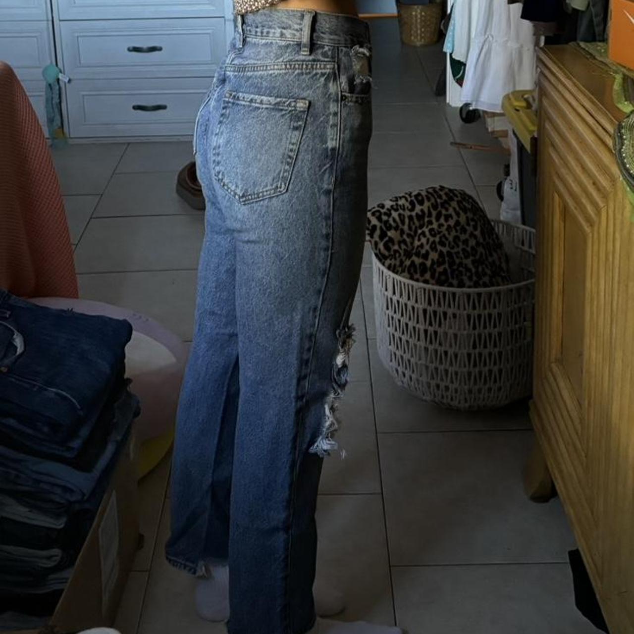Pacsun high rise straight ripped jeans Medium... | Depop