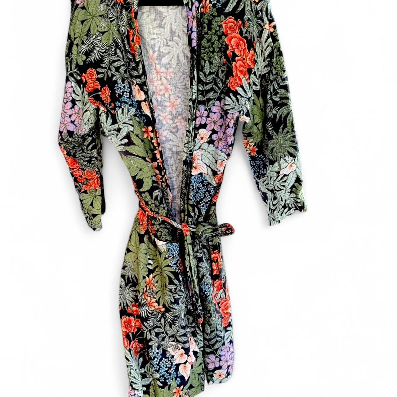 KIP & CO Atrium linen floral Robe with tie waist... | Depop