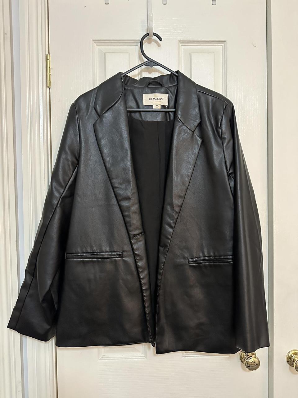 Glassons black leather blazer Size M/10 Good... - Depop