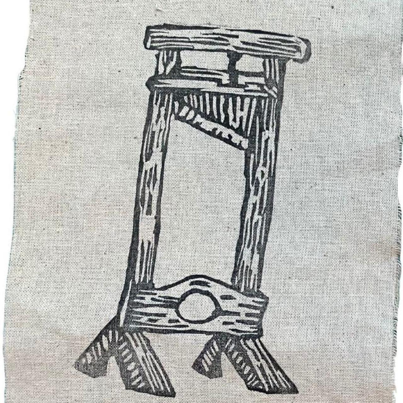 guillotine block print patch on canvas. hand carved... | Depop