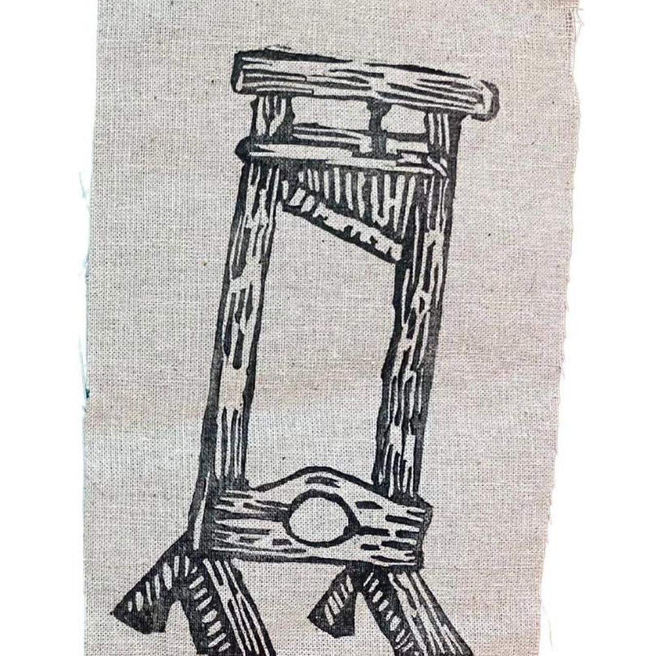 guillotine block print patch on canvas. hand carved... | Depop
