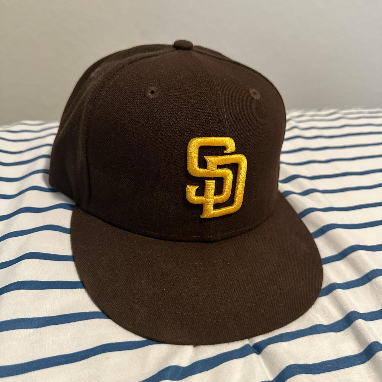 Brown and yellow San Diego Padres fitted hat Size 7... - Depop