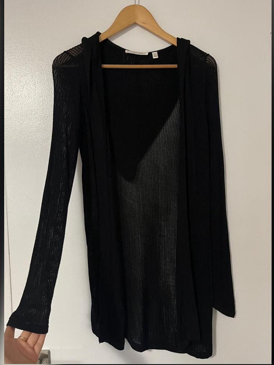 Cyrus Long black mesh cardigan in perfect condition... - Depop