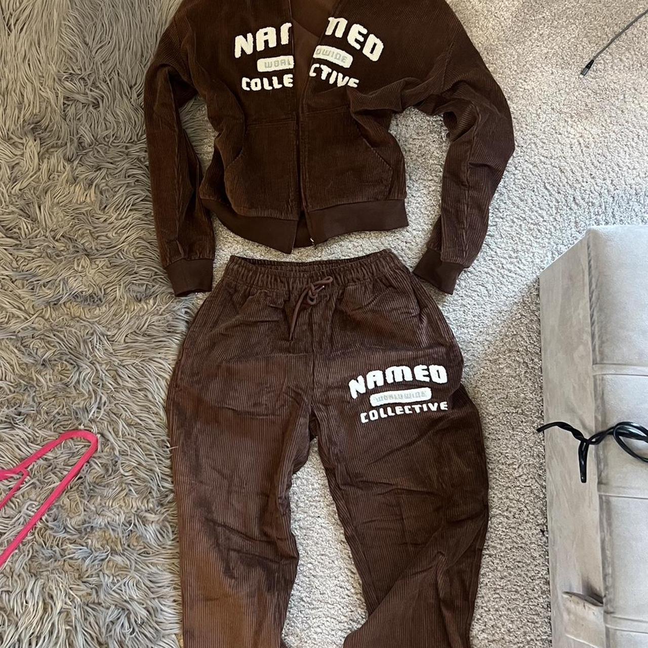 women’s brown named collective tracksuit no longer... | Depop