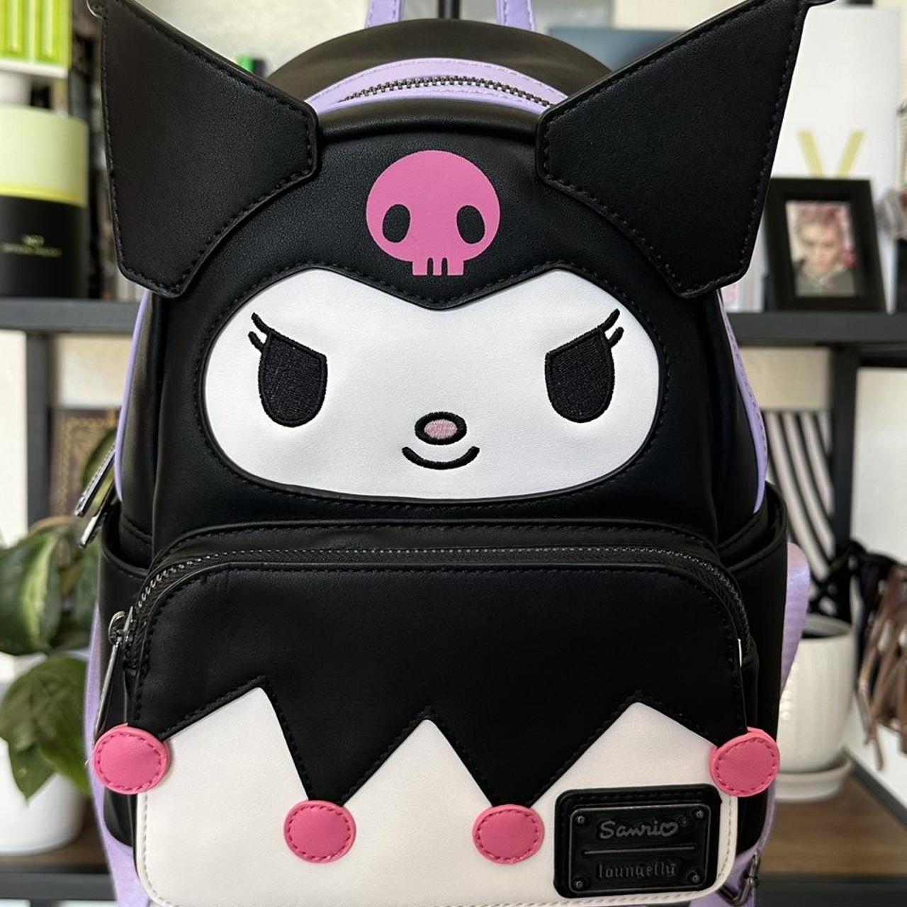 Kuromi Sanrio Loungefly backpack - a pink and black... - Depop