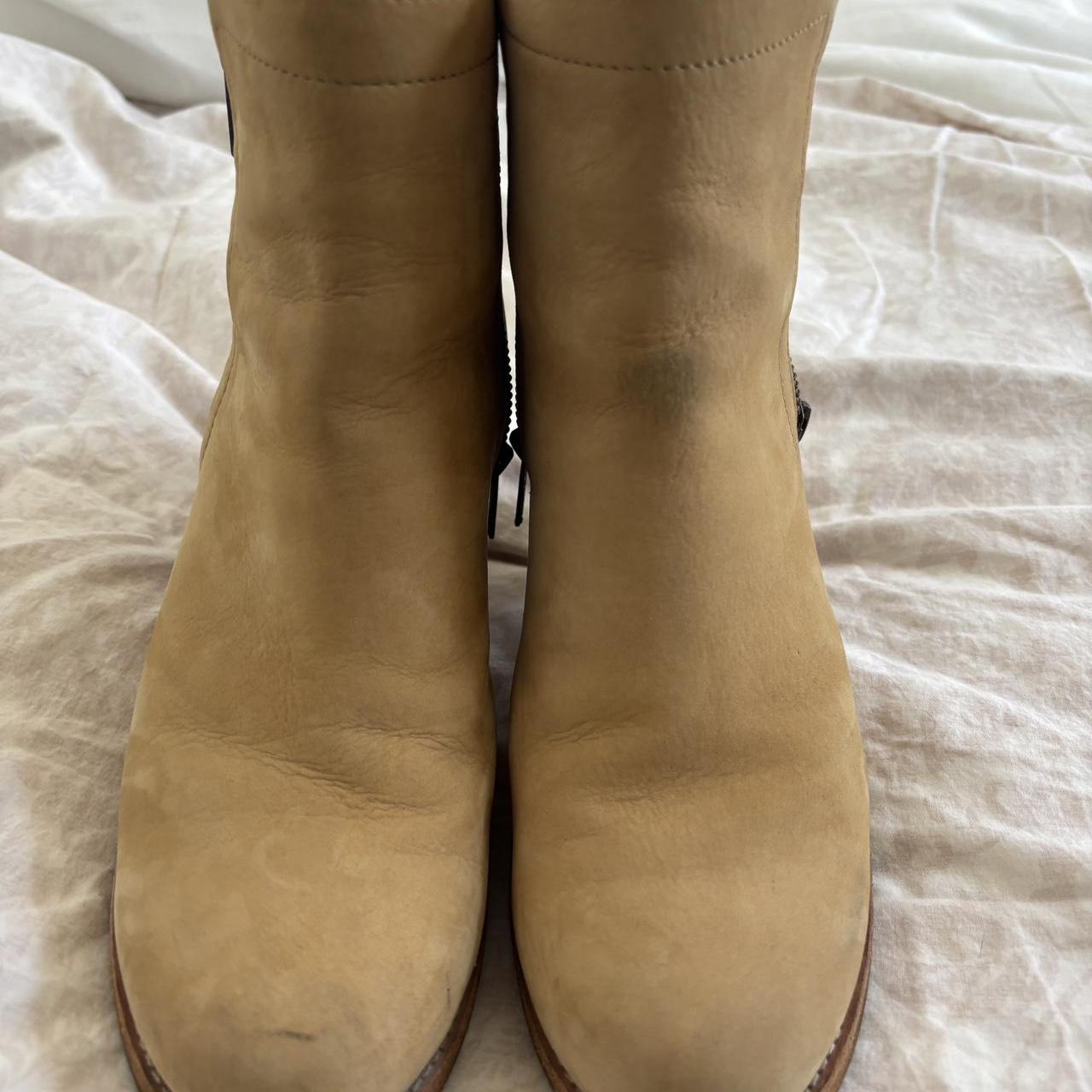 vintage frye sand color addie boots small scuffing... | Depop