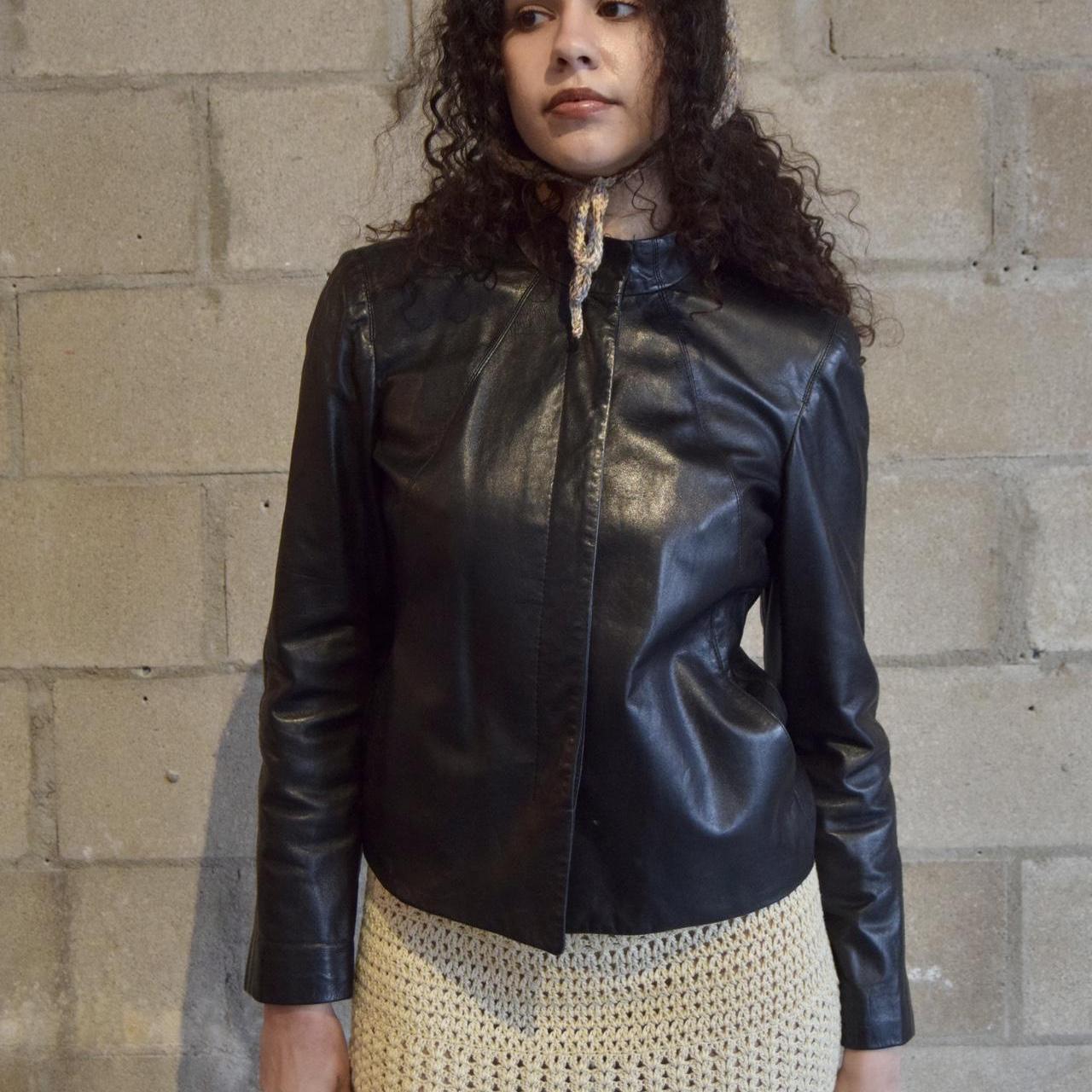 SUSAN LAZAR MOTO LEATHER 90s sleek and minimal... | Depop