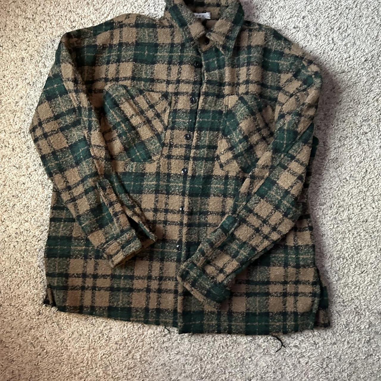 Mnml thick flannel jacket Measurements shown in... | Depop