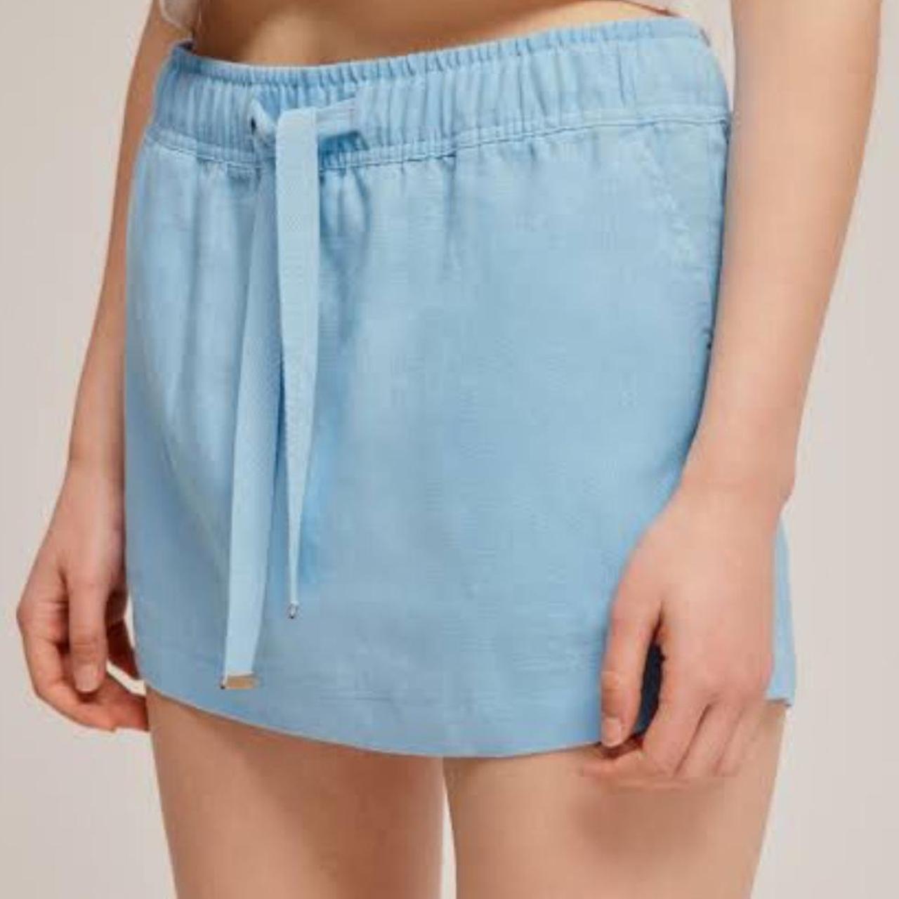 Blue venroy linen lounge skirt worn twice size... | Depop