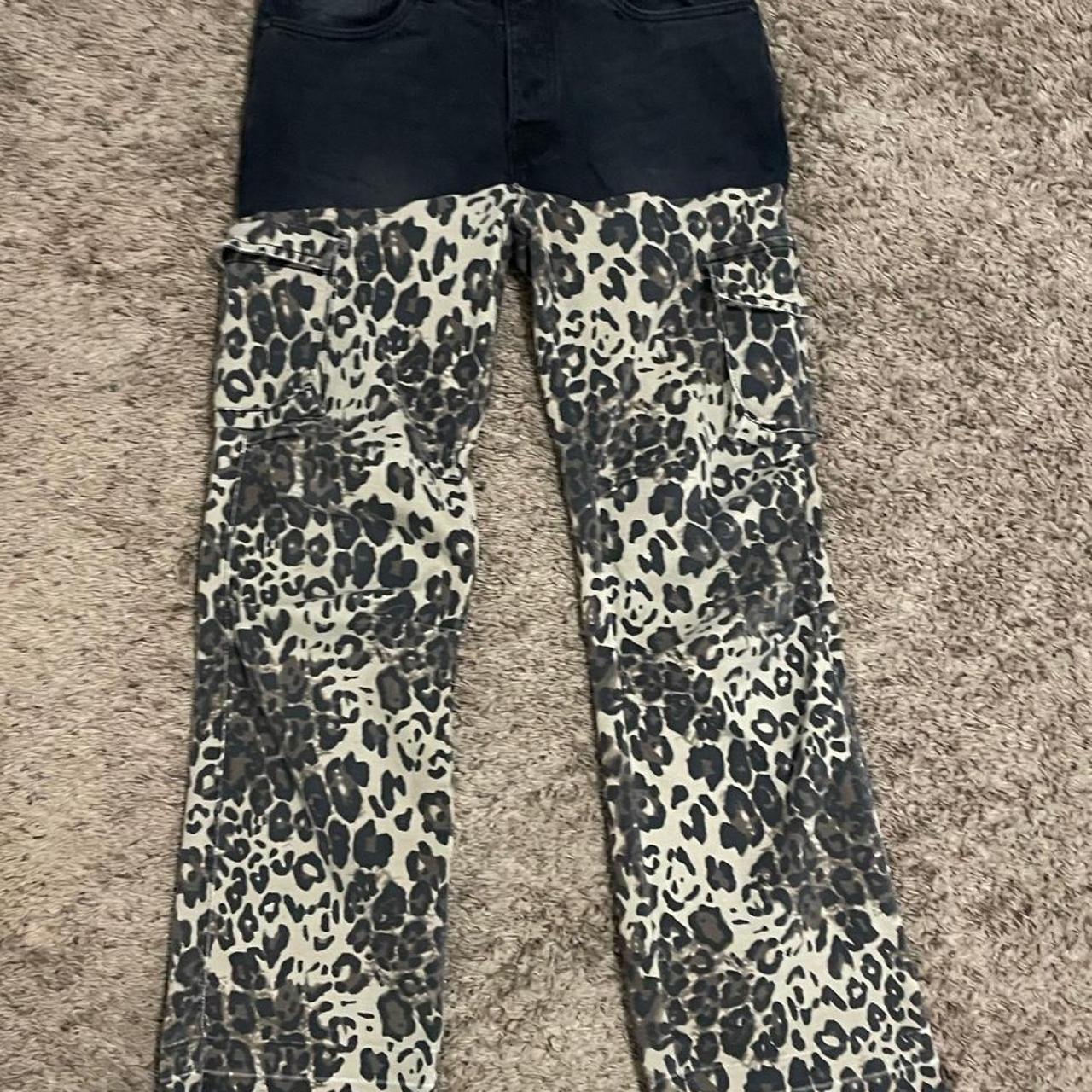 Custom 1 of 1 Black and Leopard Denim -Custom... | Depop